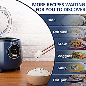 Bear Mini Rice Cooker 2 Cups Uncooked, 1.2L Portable Non-Stick Small Travel Rice Cooker, One Button to Cook and Keep Warm Function, Blue