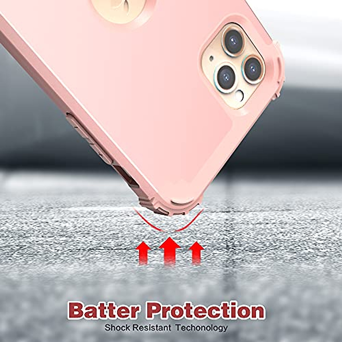 IDweel iPhone 12 Pro Max Case with Tempered Glass Screen Protector, Hybrid 3 in 1 Shockproof Slim Heavy Duty Protection Hard PC Cover Soft Silicone Rugged Bumper Full Body Case for Women, Rose Gold