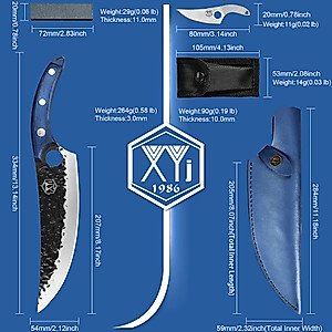 XYJ Full Tang Ancient Butcher Chef Knives Boning Fillet Knife With Carry Sheath Stainless Steel Meat Vegetable Knife For Camping Hunting Outdoor