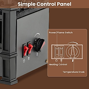 Tangkula 20” Electric Fireplace Log Set Heater with Adjustable Temp, Overheating Protection, Realistic Birch Wood Ember Bed, Infrared Quartz Electric Fireplace Insert for Home & Office Decor, 1500W