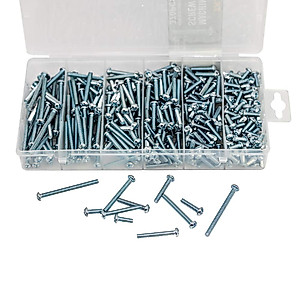 T.K.Excellent #8x1/2 to #8x2 Machine Screws Assortment Kit Electrical Outlet Screws Fully Threaded Phillips Drive, 370 Pcs