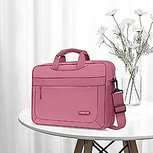 MOSISO Laptop Shoulder Messenger Bag Compatible with MacBook Air 15 inch M2 A2941/Pro 16 inch M3 A2991 M2 A2780 M1 A2485 A2141,15-15.6 inch Notebook with Adjustable Depth at Bottom, Dusty Rose