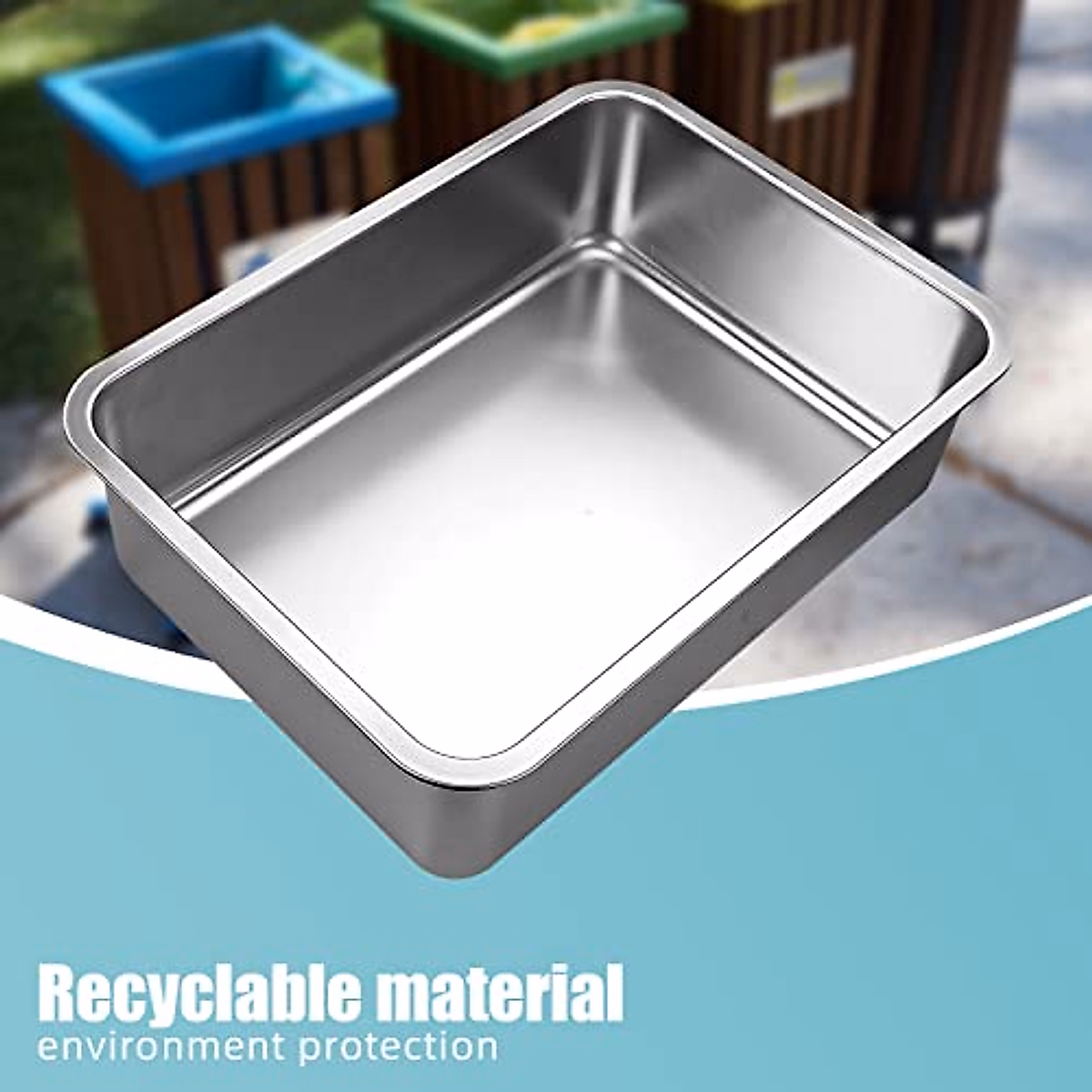 Stainless Steel Cats Litter Box, 4" Height Litter Box for Small Animals, Easy Entry, Easy to Clean, Non Stick Smooth Surface