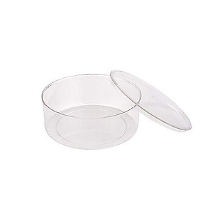 Pioneer Plastics 240C Clear Large Round Plastic Container, 8" W x 3" H, Pack of 4