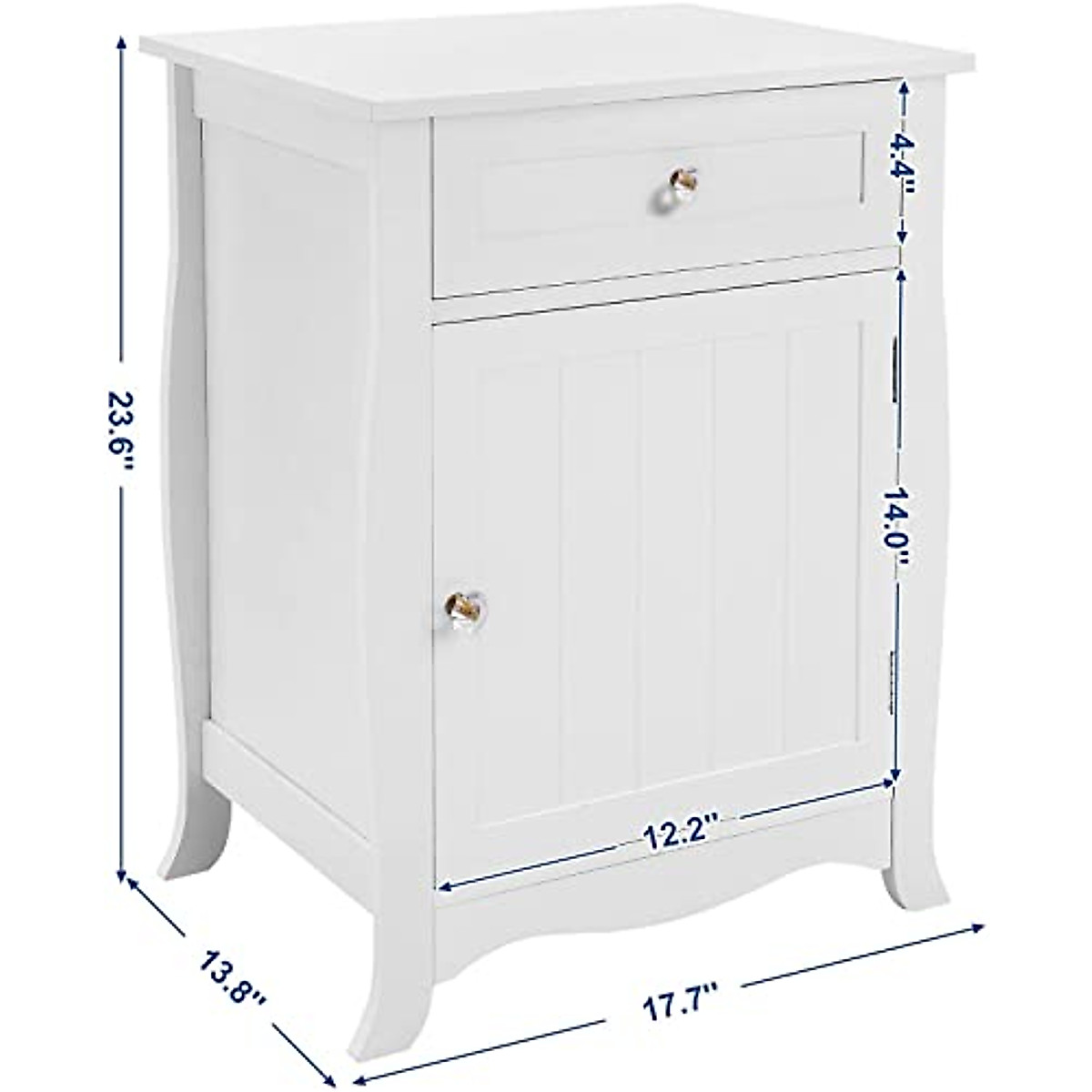 SONGMICS White Night Stand, Bathroom Floor Cabinet, End Table with Drawer, Wooden Bedside Table, Multifunctional Storage Organizer with Large Capacity, Easy to Assemble ULET02WT