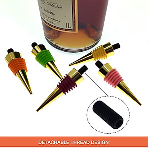 Blank Wine Bottle Stoppers 10 Pieces Colorful Sealing Ring Metal Bottle Stopper with Threaded Post Reusable DIY Handmade Project for Wedding Wine Party Wood Turning (Gold,8 x 1.25 Thread Size)