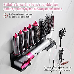 Welltop Storage Holder for Dyson Airwrap Styler Accessories, Wall Mounted Stand with Adhesive, Curling Iron Accessories Storage Shelf Fits for Bathroom Bedroom Hair Salon Barbershop