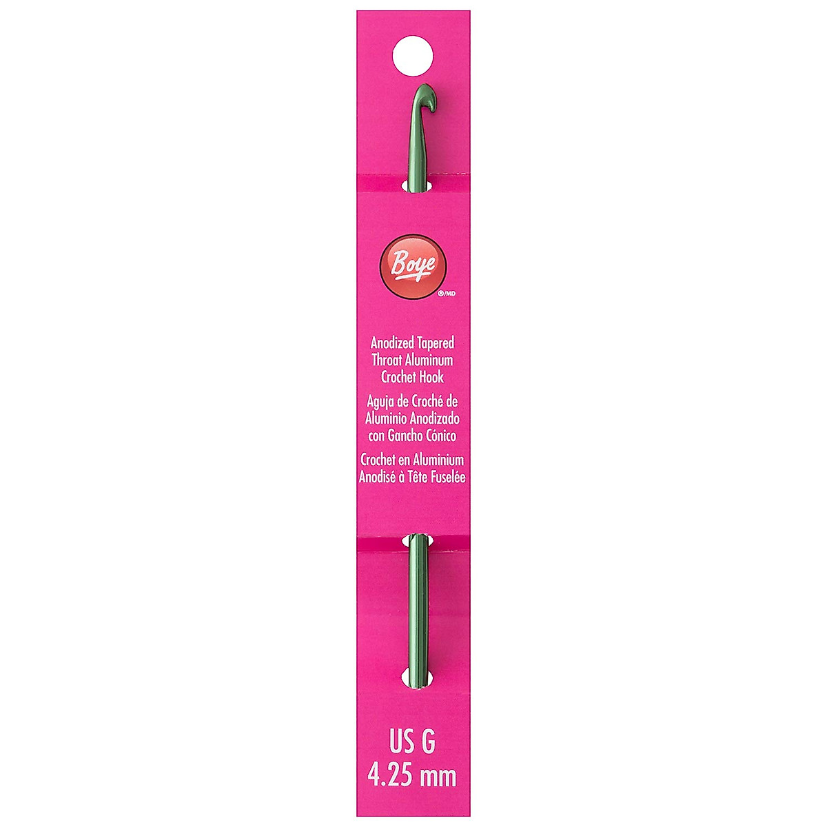 Boye 332621800GM Aluminum Crochet Hook, Size G, 4.25 mm, 6'', Pink