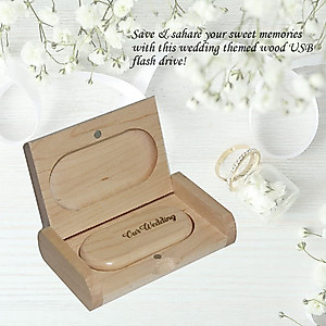 RomanDisk 32GB Wood USB 3.0 Flash Drive with Laser Engraving Our Wedding Graphic Design, 32GB Wood USB Memory Stick Thumb Drive with Box for Wedding/Couple/Parents - Maple