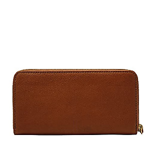 Fossil Women's Tara Leather Crossbody Purse Handbag, Brown + Fossil Women's Tara Leather Zip Around Clutch Wallet, Brandy