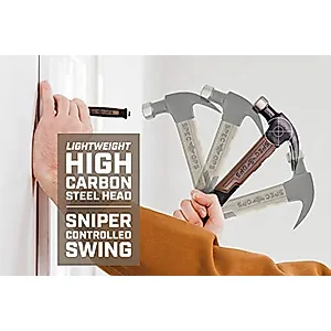 Spec Ops Tools Fiberglass Hammer, 20 oz, Curved Claw, Shock-Absorbing Grip, 3% Donated to Veterans