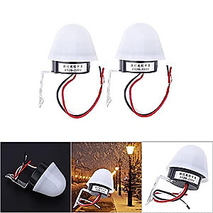 Street Light Photoswitch, Automatic On Off Photocell 2pcs 10A 220V Control LED Light Energy,Saving Lamp with Delay Function for Street Light, Highway, Garden (220V)