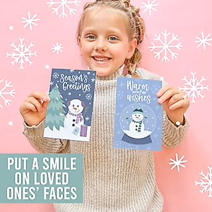 Hadley Designs 24 Christmas Cards with Envelopes - Blank Holiday Cards with Envelopes for Family, Friends & Business, Made in the USA (Snowman)