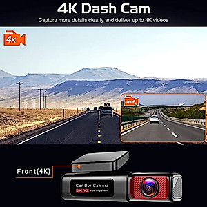 4K Dash Cam Built-in WiFi Front Dash Camera 3'' IPS Screen Car Driving Recorder 170°Wide Angle Dashboard Camera with Super Night Vision WDR G-Sensor Parking Monitor Loop Recording