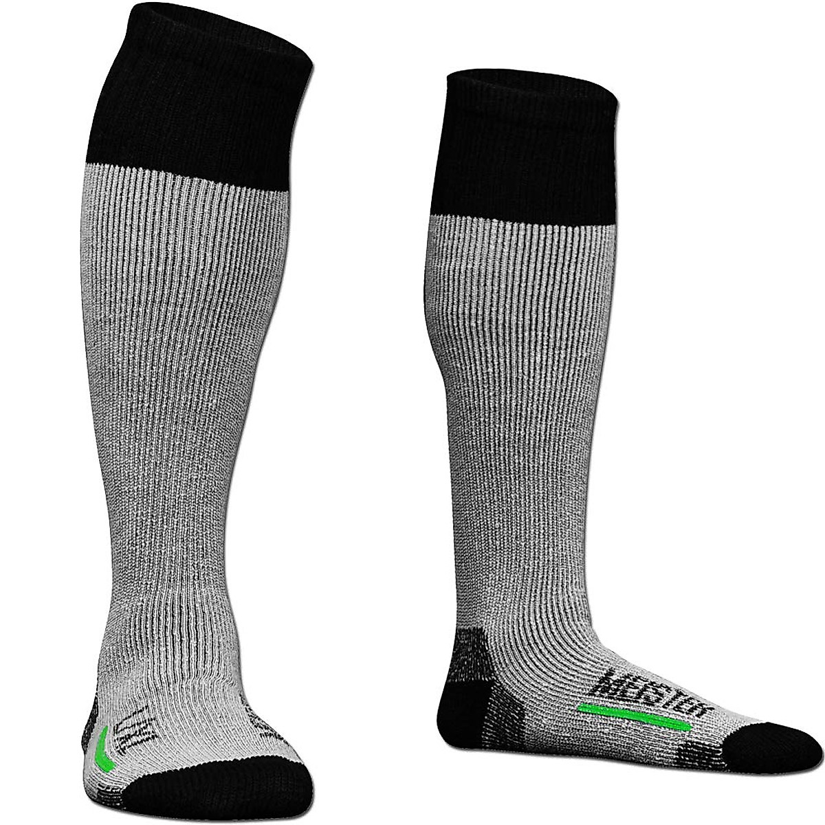 Meister Performance Wool Blend Over-The-Calf Socks - Warm, Dry & Comfortable - Heather Gray - Large/X-Large - 2 Pairs