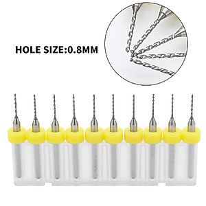Luomorgo 10 Pcs 1/8" Shank PCB Drill Bits Carbide Tungsten Steel, 0.8mm PCB Print Circuit Board Mini Drill Bit Set for PCB Jewelry CNC Engraving, Yellow