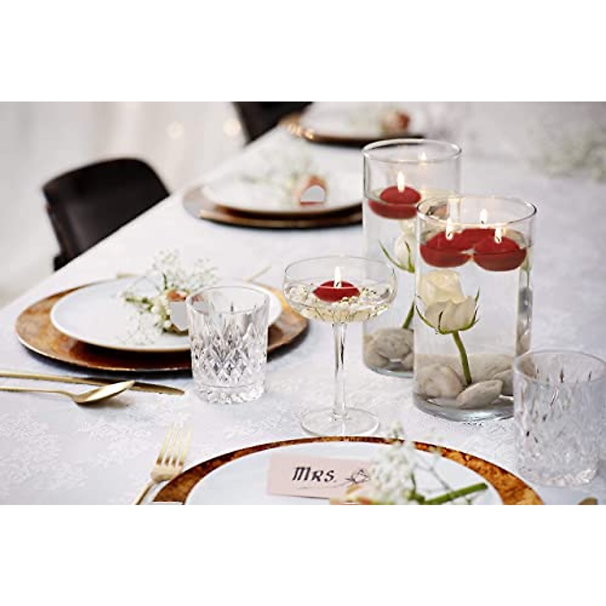 Bolsius Unscented 1.75" Floating Candles – Set of 20 Red Floating Candles – Cute and Elegant Burning Candles – Candles with Nice and Smooth Flame – Party Accessories