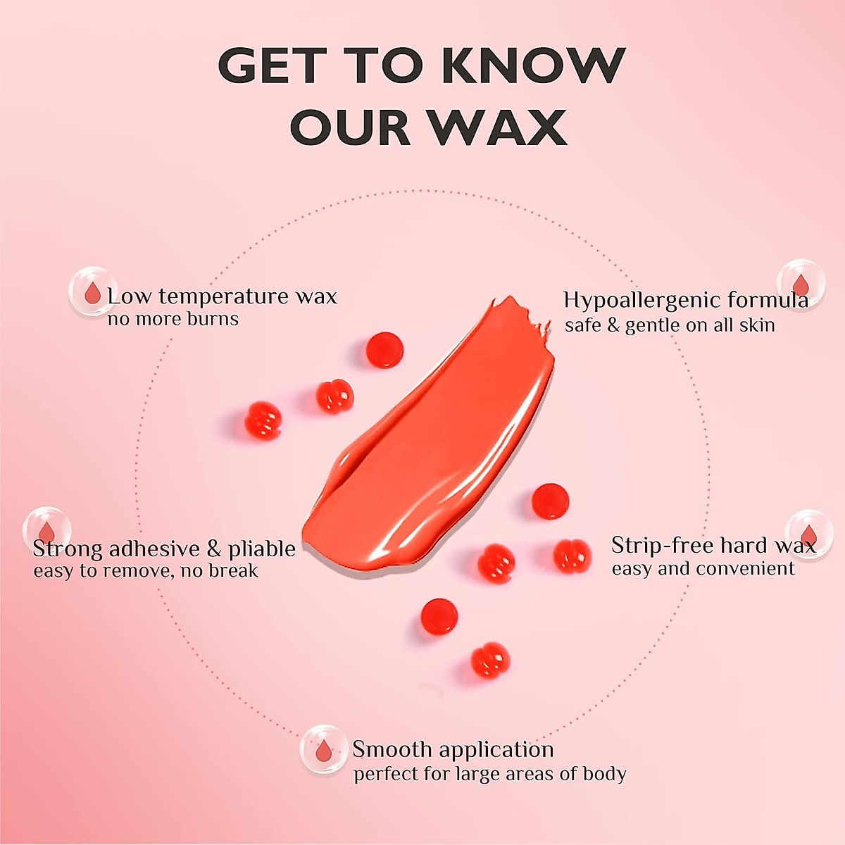 Syncerity Hair Removal Waxing Kit for Sensitive Skin, All-In-One Home Wax Kit with 4 Bags Wax Beads for Hair Removal, Hard Wax Kit for Fine Coarse Body Hair, Brazilian Bikini Face Legs