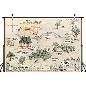 Alltten 7x5FT 100 Acre Woods Bear Backdrop Children Baby Shower Cartoon Photography Background Baby Shower Photo Booth Studio Props Boys Girls Happy Birthday Party Banner Decoration F13