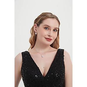 UDYLGOON Zirconia Teardrop Necklace Earrings Bracelet Jewelry Set for Bride Bridesmaid Wedding Party Prom (Rose Gold)