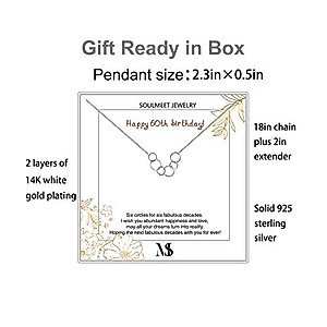 SOULMEET 60th Birthday Gifts Necklace, Sterling Silver Six Circles Necklace for Her 6 Decades Jewelry Gift 60 Years Old