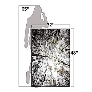 lamplig Forest Wall Art Large Grey Tree Pictures Black and White Gray Canvas Prints Hand Painted Oil Paintings Gold Leaf Framed Nature Artwork Vertical Home Decor for Living Room Bedroom 32"x48"