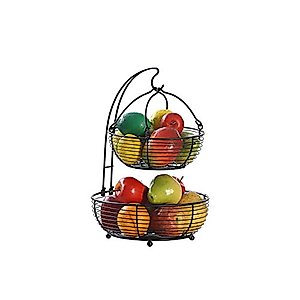 SunnyPoint Black Multifunction 2-tier Basket with Banana Hook