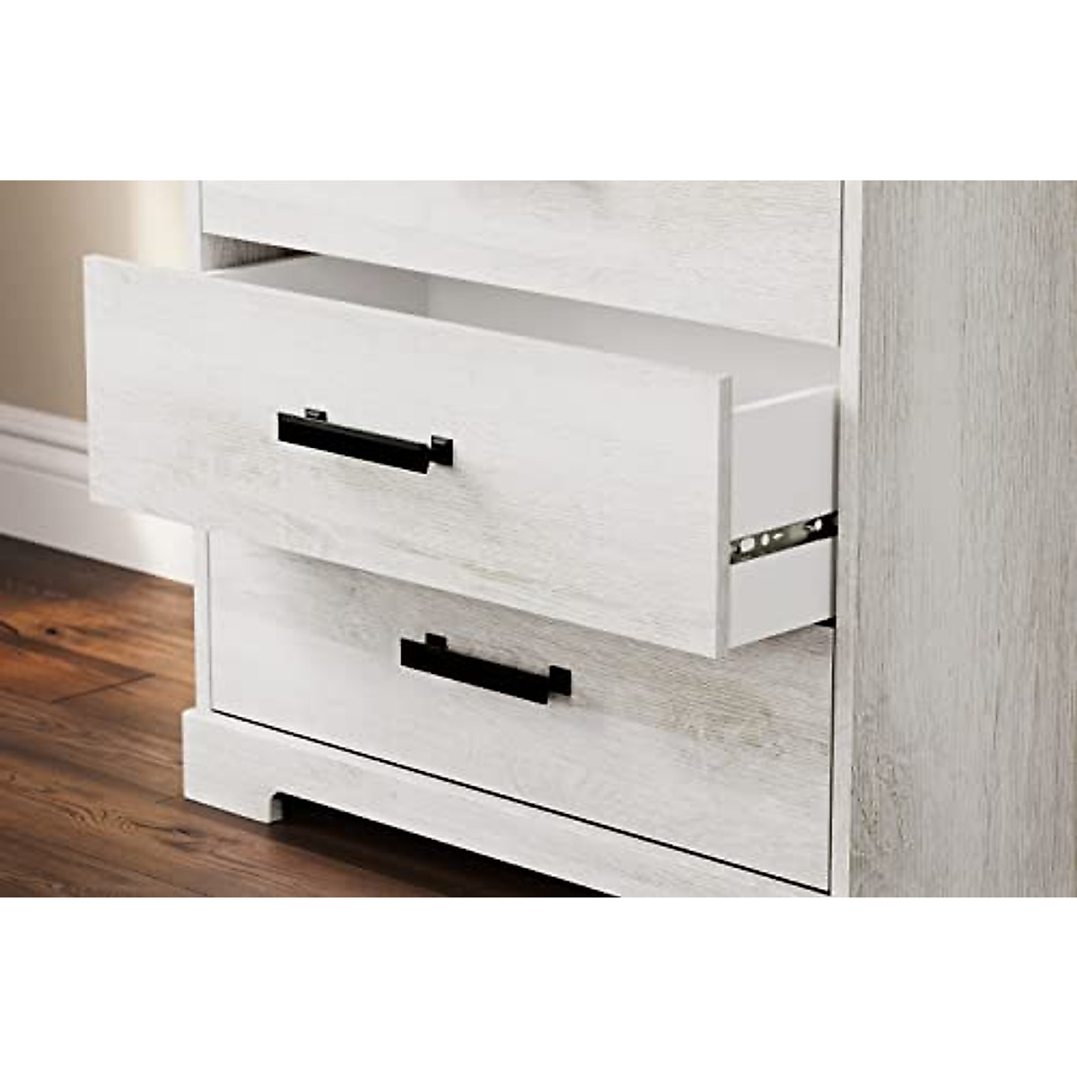 Signature Design by Ashley Shawburn Rustic 3 Drawer Chest of Drawers, White & Gray