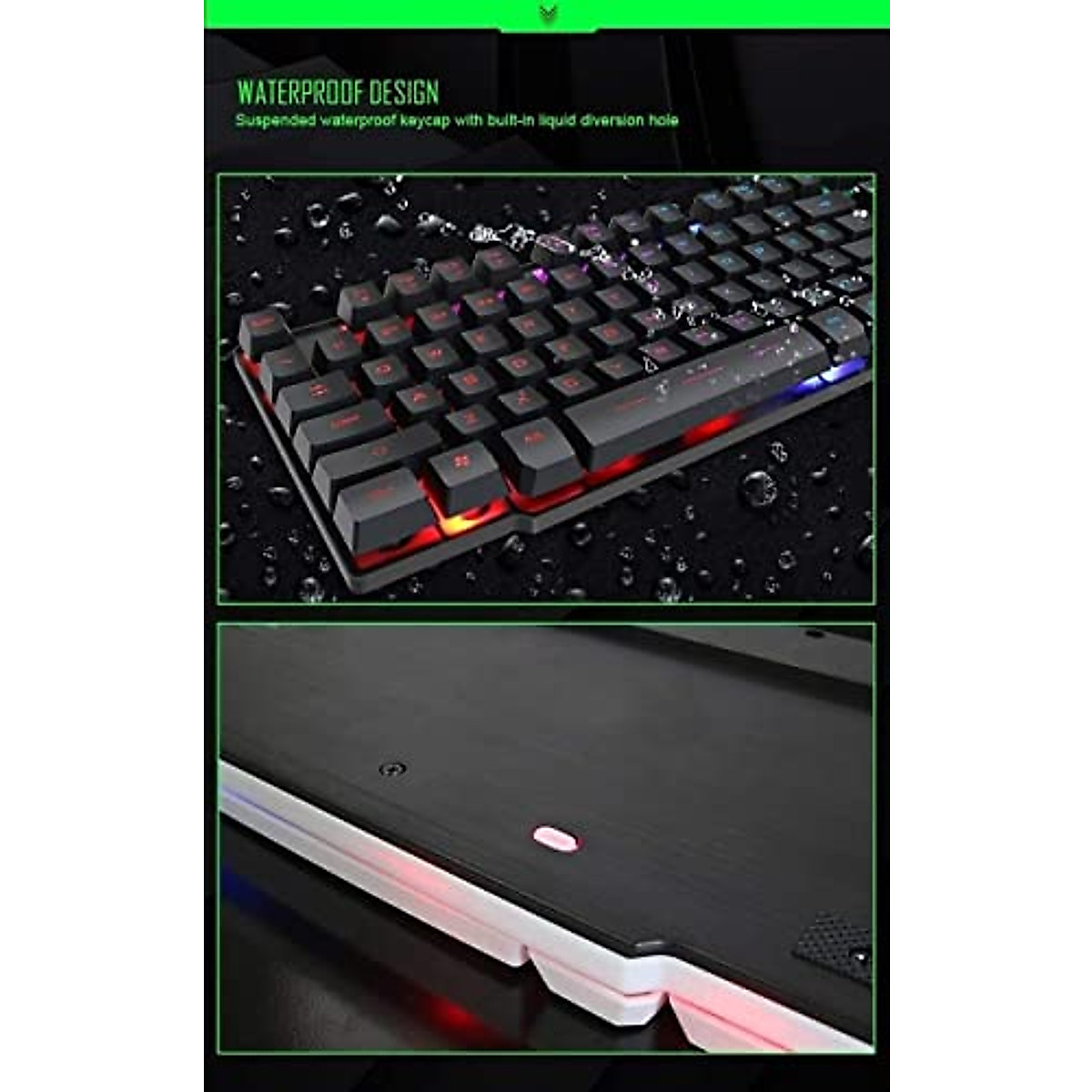 LLEURE Gaming Keyboard Rainbow Keyboard + Mouse,Desktop Notebook Floating Keycap Backlit Gaming Mouse and Keyboard,104 Key USB Wired Keyboard,Illuminated Keypad