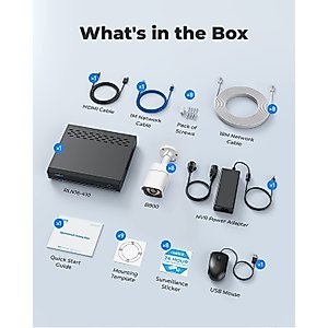 Reolink PoE Security Camera System Bundle, 12pcs 8MP Person/Vehicle Detection Smart Cameras,a 16CH NVR Pre-Installed with 4TB HDD(Include 8 x 18M Cat5 Cable)