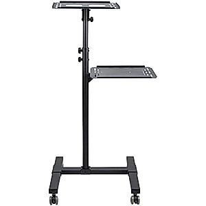 StarTech.com Mobile Projector and Laptop Stand/Cart - Heavy Duty Portable Projector Stand (2 Shelves, hold 22lb/10kg each) - Height Adjustable Rolling Presentation Cart w/Lockable Wheels (ADJPROJCART)
