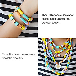 POMIKU Wooden Bead Kits for Kids 4-6, Jewelry Toys for 4, 5, 6, 7 Year Old Girls Birthday Christmas Gifts, Alphabet Necklace Making Kit