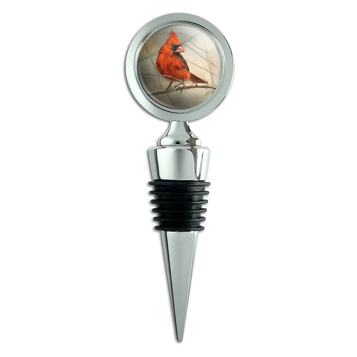 Cardinal Red Bird on Tree Branch Wine Bottle Stopper