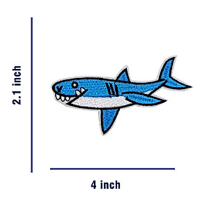 Maseihels Iron On Embroidered Patch, Funny Cute Shark Patch - Appliable to Badge Iron On Sew On Emblem Patch DIY Accessories Perfect for Jackets, Clothes, Hats & Jeans