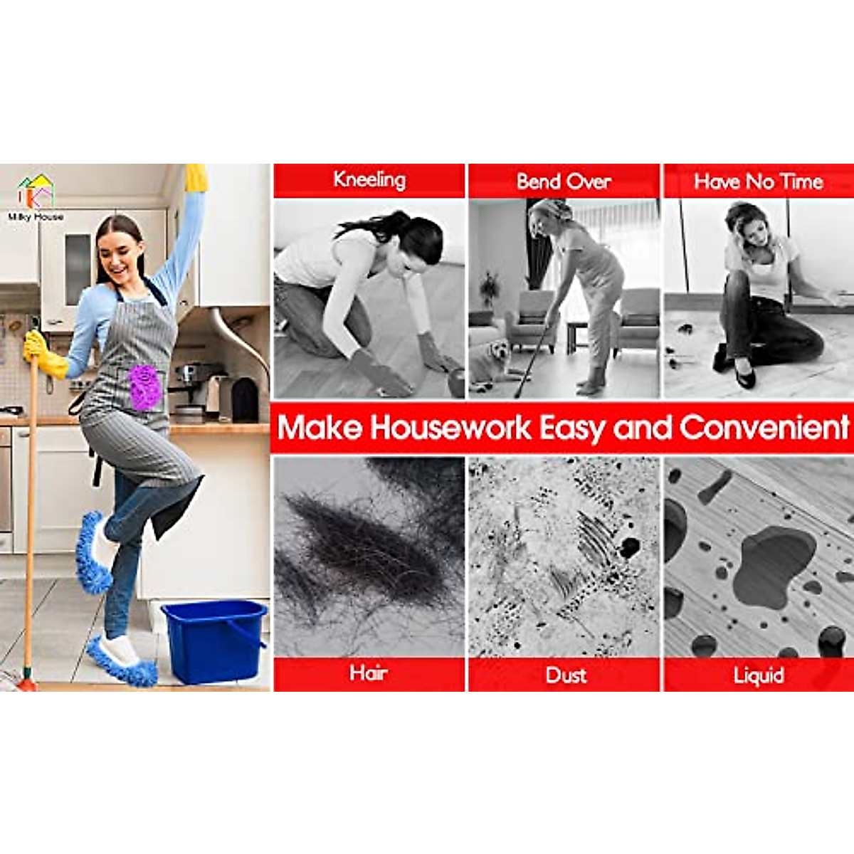 10 Pieces Microfiber Mop Slippers Shoes Cover Soft Washable Reusable Floor Polishing Dust Dirt Hair Men Women Sweeper Cleaning Mop Tool for House Office Bathroom Kitchen, Multicolored 5 Pairs