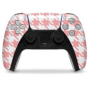 WraptorSkinz Skin Wrap compatible with Sony PS5 DualSense Controller Houndstooth Pink (CONTROLLER NOT INCLUDED)