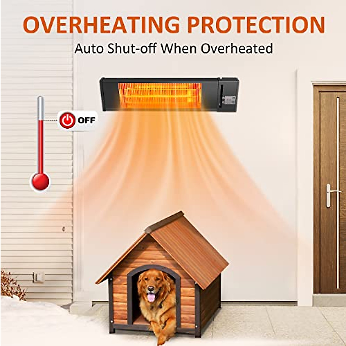 Garage Heater, TRUSTECH Patio Heater for Outdoor Use, Infrared Indoor Heater w/1s-Fast Heat & 24H Timer, Overheat Protection, Super Quite Waterproof Wall Heater for garage, Heaters for Large Room