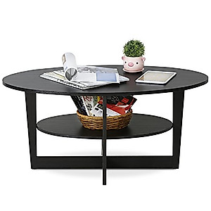 Furinno Oval Coffee Table, Walnut