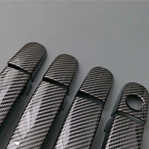 Sport Style Carbon Fiber Print Door Handle Cover Trim for Ford Focus MK3 2012-2018 Escape 2013-2018 (No Keyless Holes)