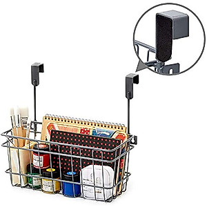 EZOWare Over the Cabinet Door Hanging Organizer Holder, Wall Mountable Deep Metal Storage Basket for Household Kitchen Bathroom Pantry Items (Pack of 2, Small)