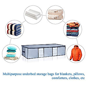 Under-bed Storage Bags [3-Pack] Large Capacity Storage Container Organizers| Folding Under Bed Storage Containers with Reinforced Zipper and Handles, Storage Containers for Comforter, Beding, Blanket, Clothing, Shoe