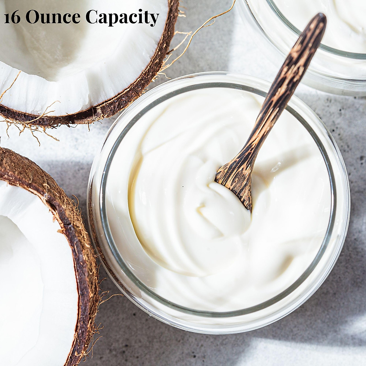 Cornucopia Brands 16oz Clear Plastic Jars w/Domed Lids (6 pack); BPA Free PET Stackable Straight Sided Canisters for Bathroom & Kitchen Storage