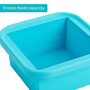 NAKTOW Silicone Freezing Tray with Lid - 2-Cup 4 Pack Freezer Containers,Make 1 Perfect Freezing,Storing Soups, Foods, Stews, Dips or Sauces Simple and Convenient Color Aqua