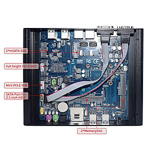 WEIDIAN Fanless Mini Desktop Computer, Windows 10 HTPC with Core i7 5500U CPU, 16GB RAM, 512GB SSD, Dual HD, 4USB 3.0,Card Reader, WiFi, Industrial PC Desktop Mini PC Gigabit Ethernet,BT 4.0