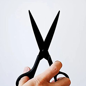 ALLEX Black Scissors All Purpose Sharp Japanese Stainless Steel Blade, Non-Sticking Fluorine Coating Blade for Adhesive Tape, Made in JAPAN