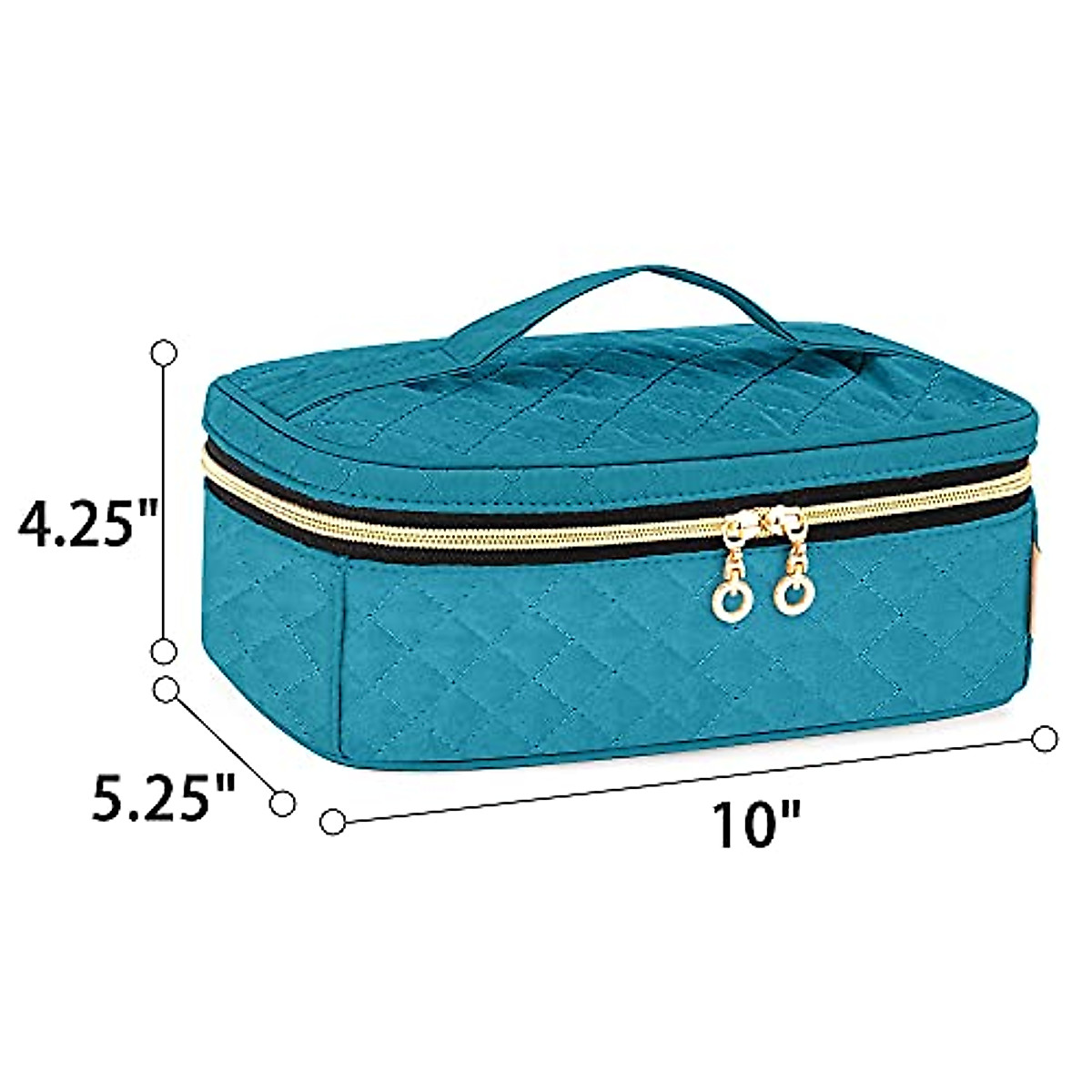 Teamoy Travel Makeup Brush Case, Makeup Train Organizer Bag with Handle for Makeup Brushes(up to 9-inch) and Essentials, Medium, Teal(BAG ONLY)