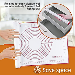 Cheer Collection Silicone Baking Mat - Non-Slip Kitchen Mat for Rolling Dough and Baking Cookies Pizza Macarons - 16" x 24"