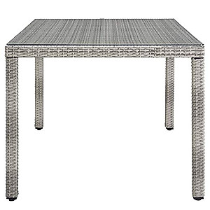 Modway Aura Wicker Rattan Glass Outdoor Patio 68" Rectangular Dining Table in Gray