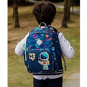 UPIXEL Elementary School Backpack for Boys and Girls DIY Patterns Kids Backpack for Age 6-12 Big Capacity 3 Compartments Kids Bookbag with Chest Strap