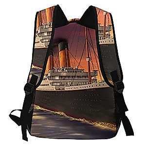 Multi leisure backpack,Titanic Sunset,Travel Sports School Bag for Adult Youth College Students